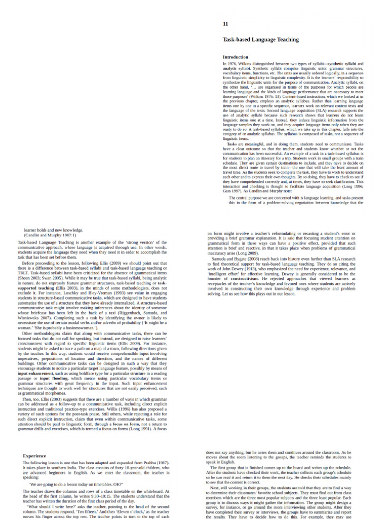 3. TBLT experience Larsen-Freeman (2011) | PDF