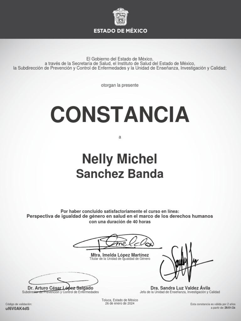 Constancia-Perspectiva de Igualdad de Género | PDF