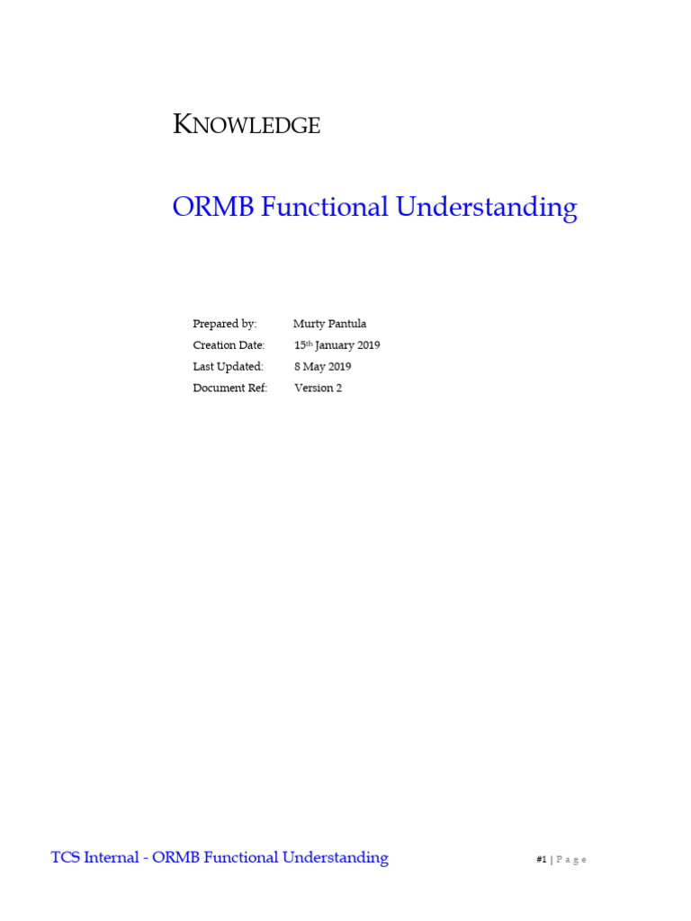 ORMB Functional Understanding and Data Architecture Training DocumentV2 ...