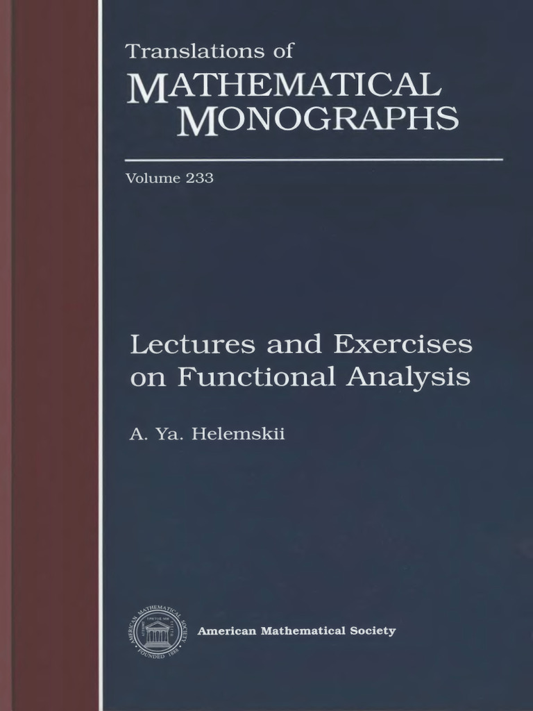 Helemskii Lectures and Exercises On Functional Analysis | PDF