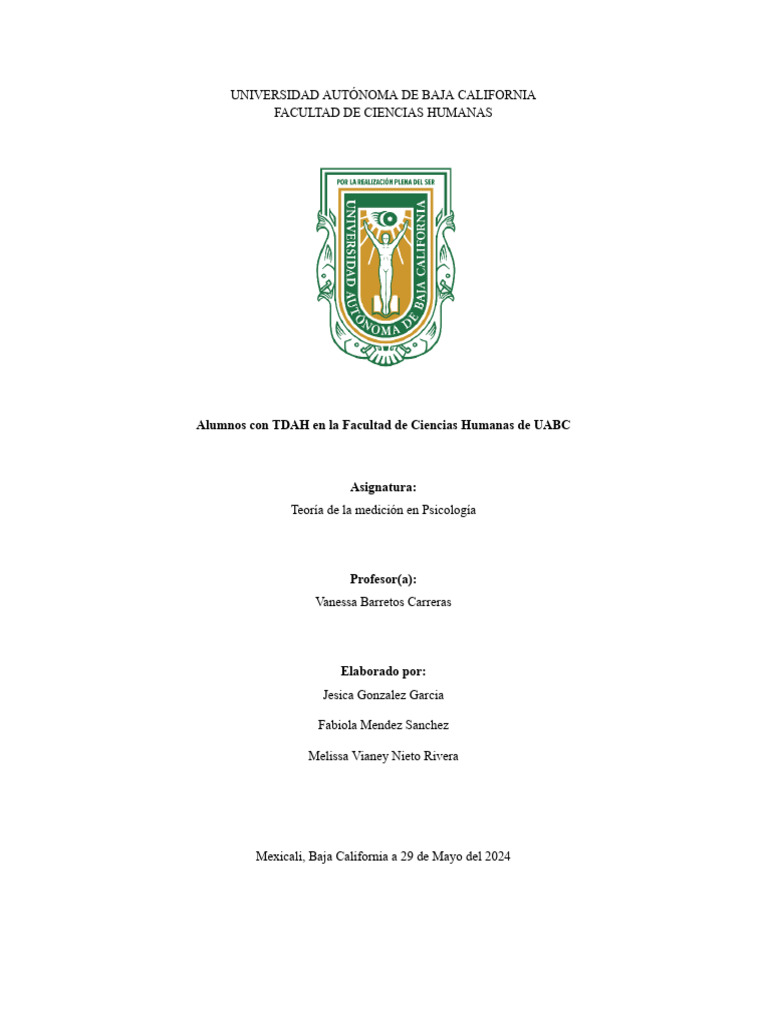 Investigacion Tdah en Uabc FCH | PDF | Desorden hiperactivo y deficit ...