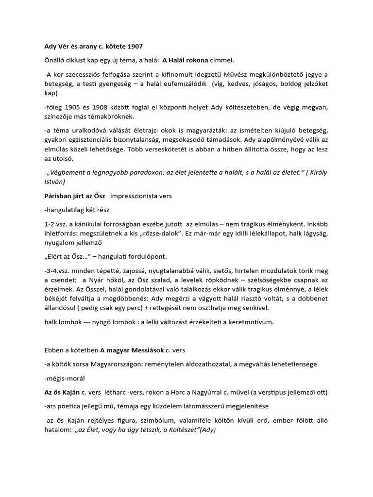 Ady Vér És Arany | PDF