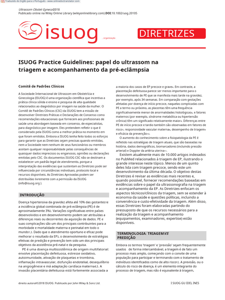 ISUOG Practice Guidelines Ultrasound in Screening For Pre Eclampisa ...