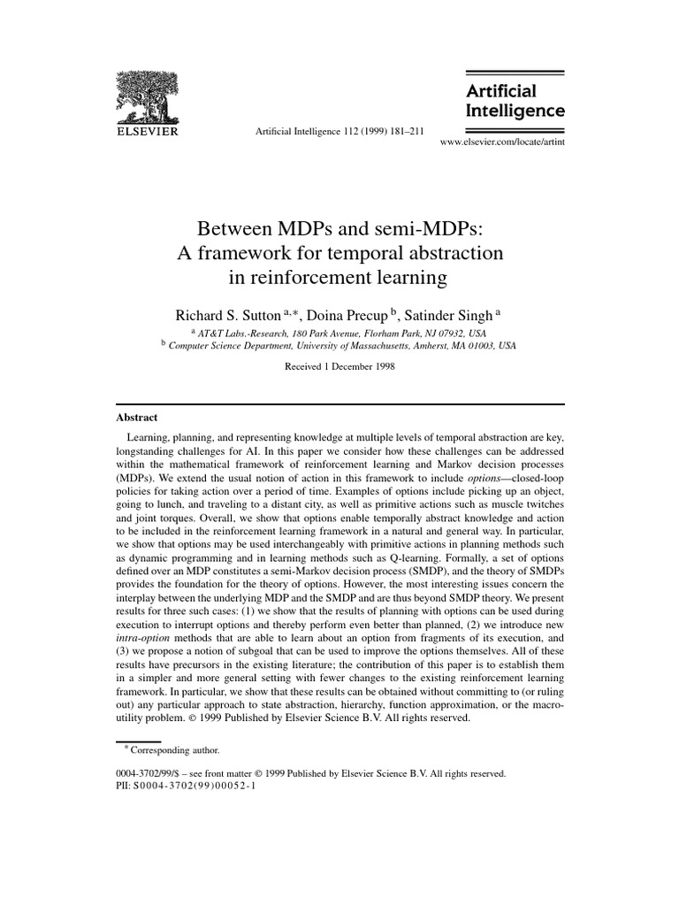 Semi-MDP | PDF | Applied Mathematics