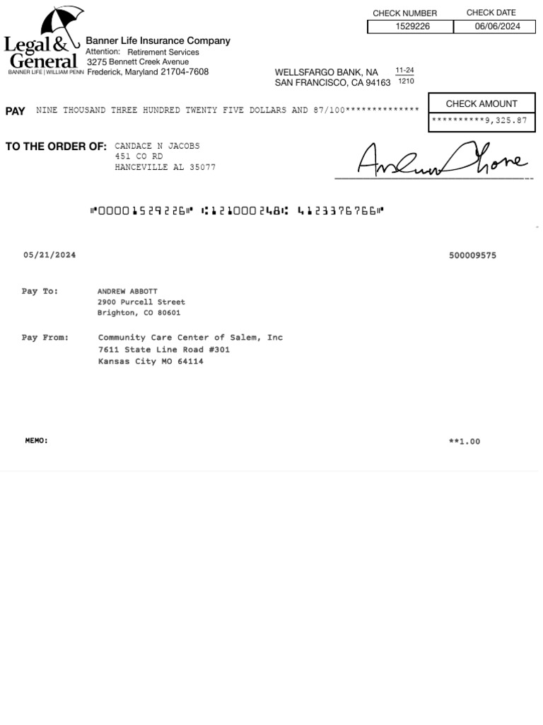 PAY To The Order Of:: Banner Life Insurance Company | PDF