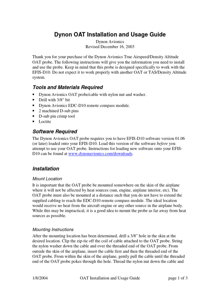 Oat Installation Guide 20040108 | PDF | Electrical Connector ...