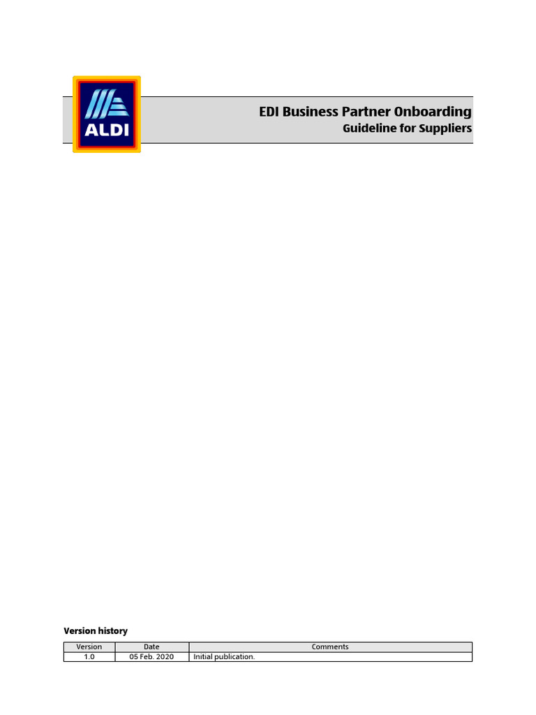 ALDI SOUTH Group - EDI Guideline For Suppliers | PDF | Electronic Data ...
