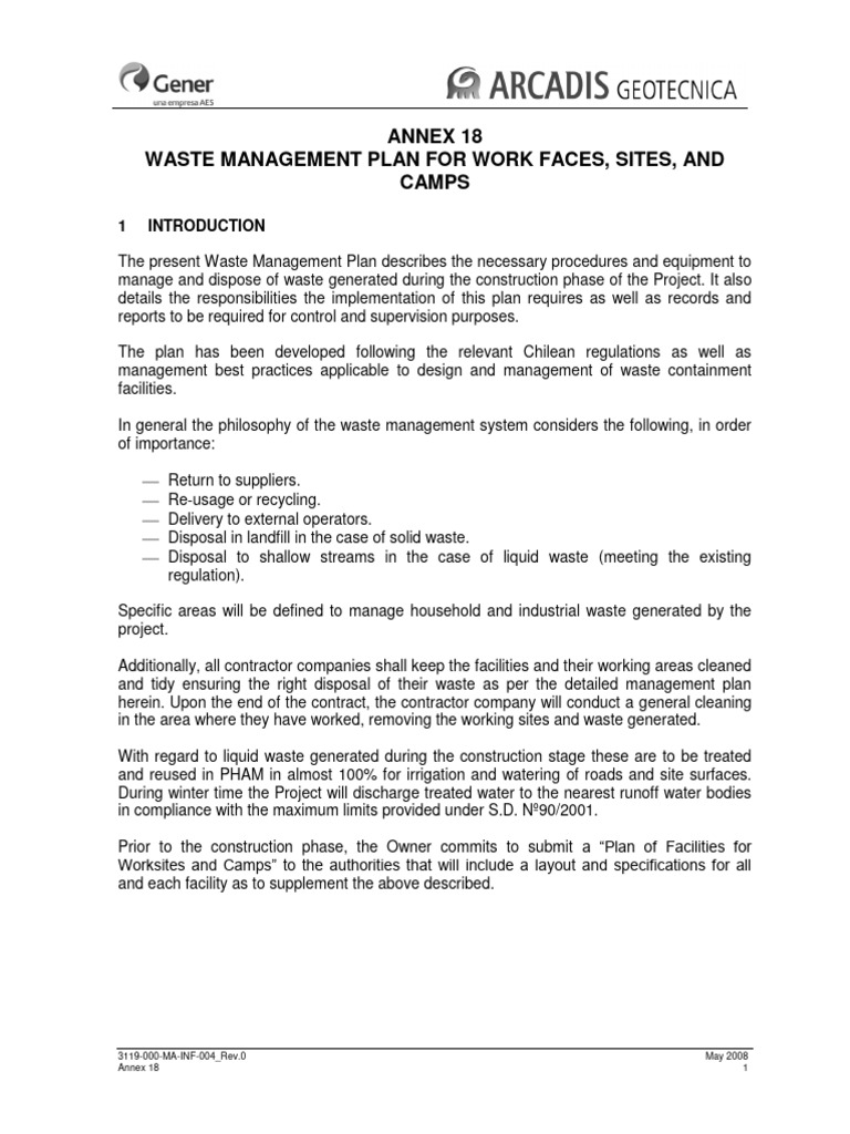 Annex 18 - On-Site Disposal Managment Plan | PDF | Waste | Waste Management