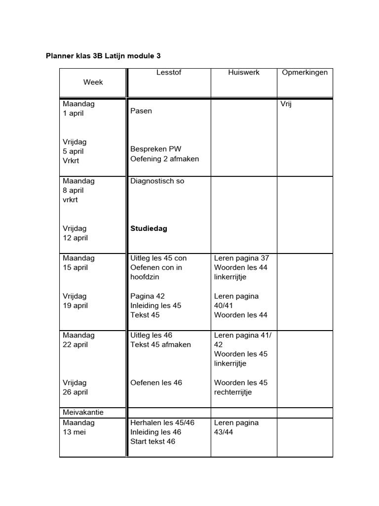 2324 PLanner Klas 3B Latijn m3 | PDF