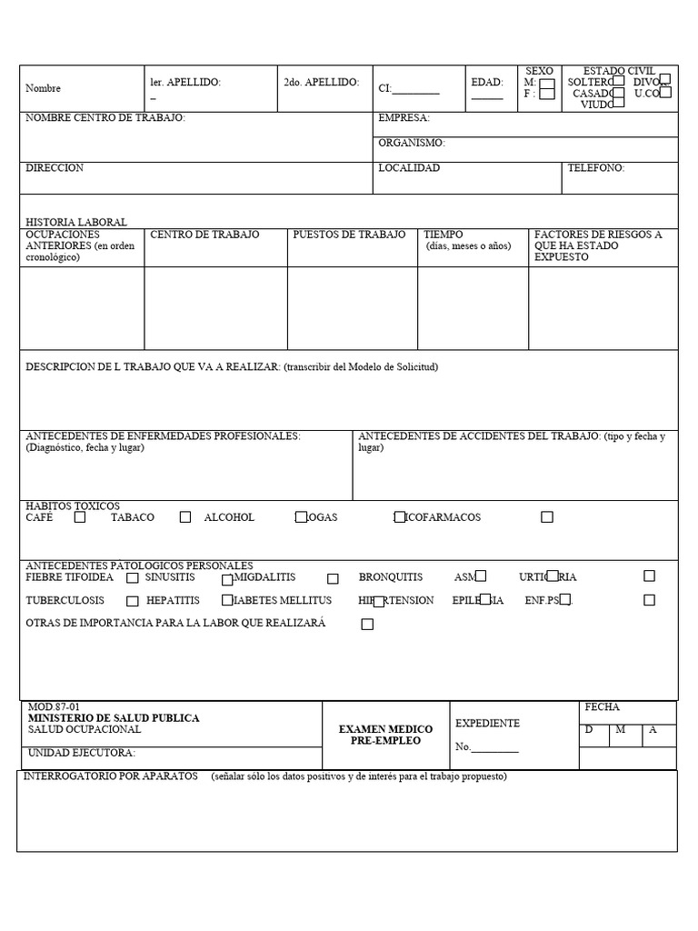 Chequeo Pre Empleo | PDF | Salud pública | Cuidado de la salud