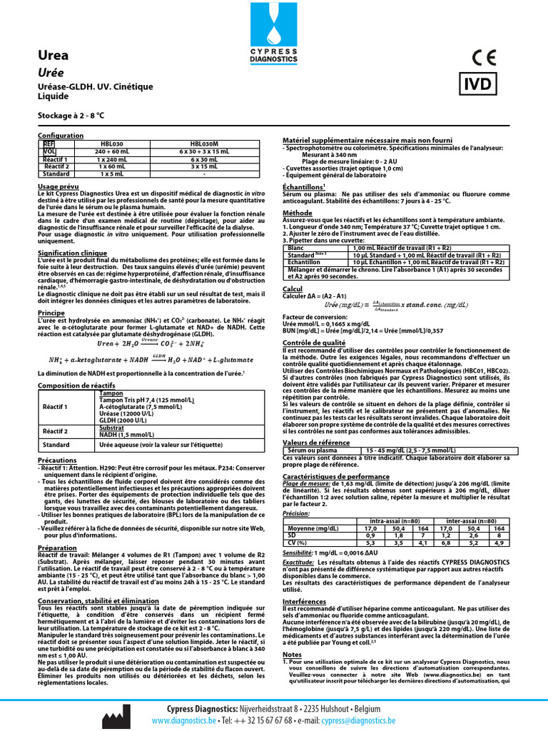 Kit de diagnostic de l'urée | PDF | Urée
