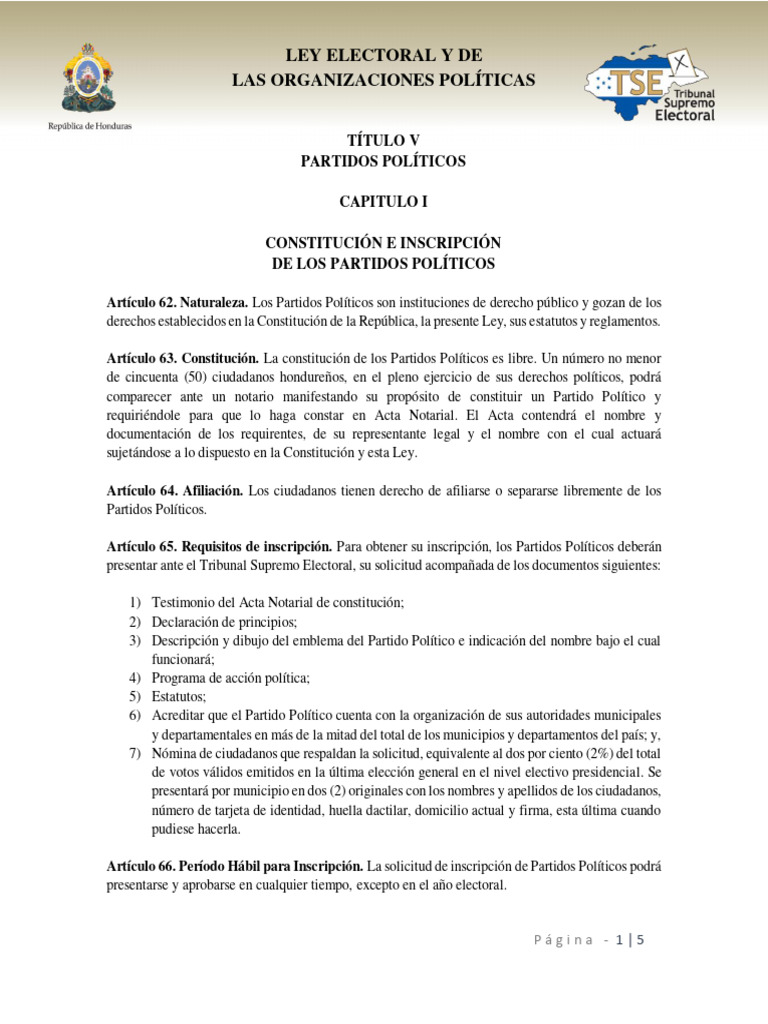 Constitucion e Inscripcion de Partidos Politicos - Ley ELectoral | PDF | Partidos políticos ...