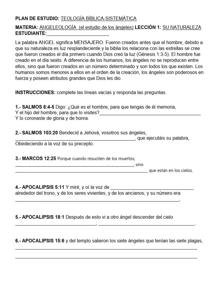 Angeleologia Leccion 1 | PDF | Contenido bíblico | Creencia religiosa y doctrina