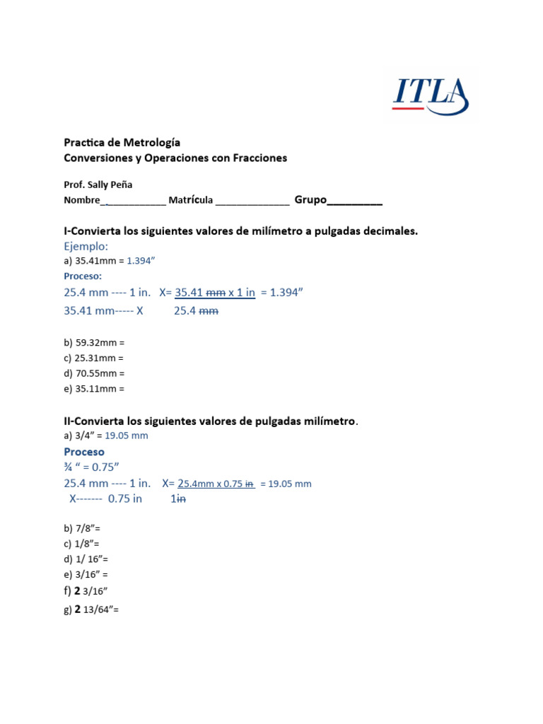 Practica de Conversiones y Operaciones en Fracciones | PDF | Tecnología