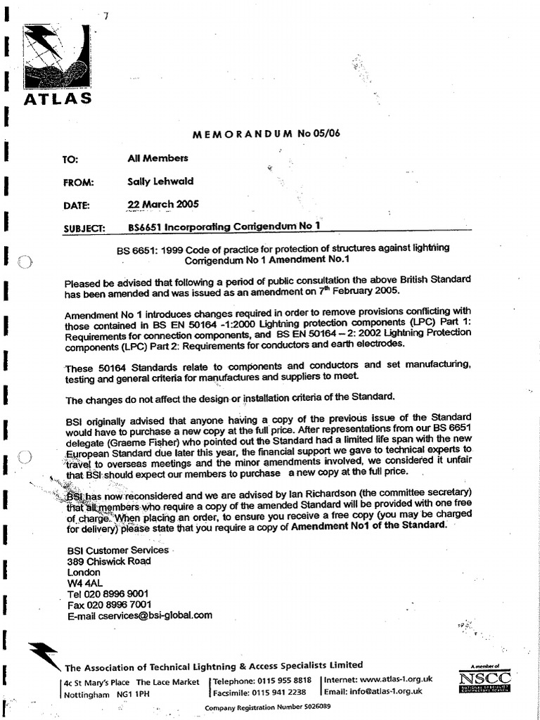BS 6651 Amendment - Lightning Protection | PDF