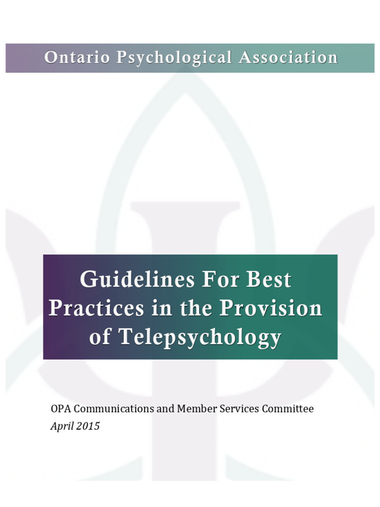 Telepsychology Best Practices Guidelines | PDF | Psychology ...