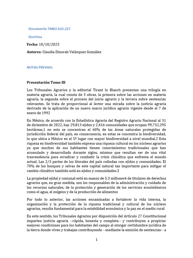 Fecha: 10/10/2023 Autores: Claudia Dinorah Velazquez Gonzalez | PDF | Propiedad | Sentencia (ley)