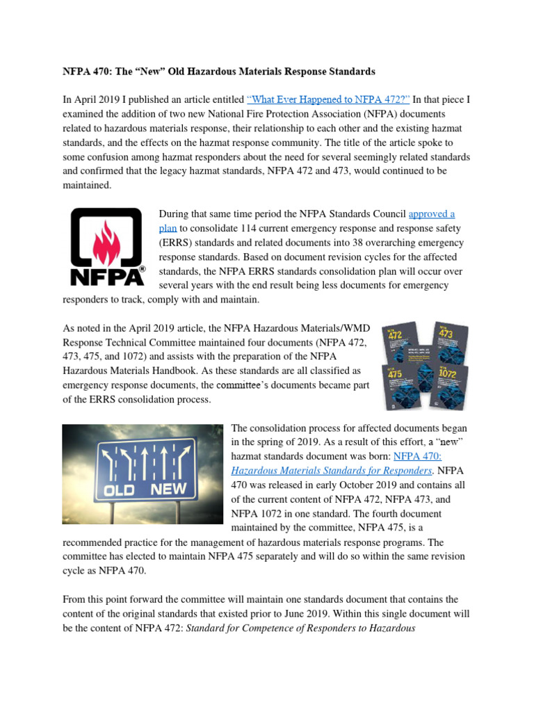 NFPA 470 Article | PDF | Dangerous Goods | Professional Certification