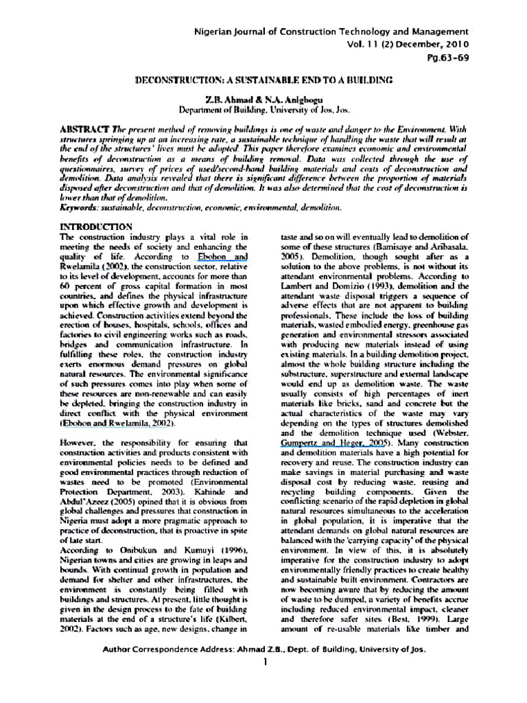 BLD 541 - Demolition and Deconstruction of Building | PDF
