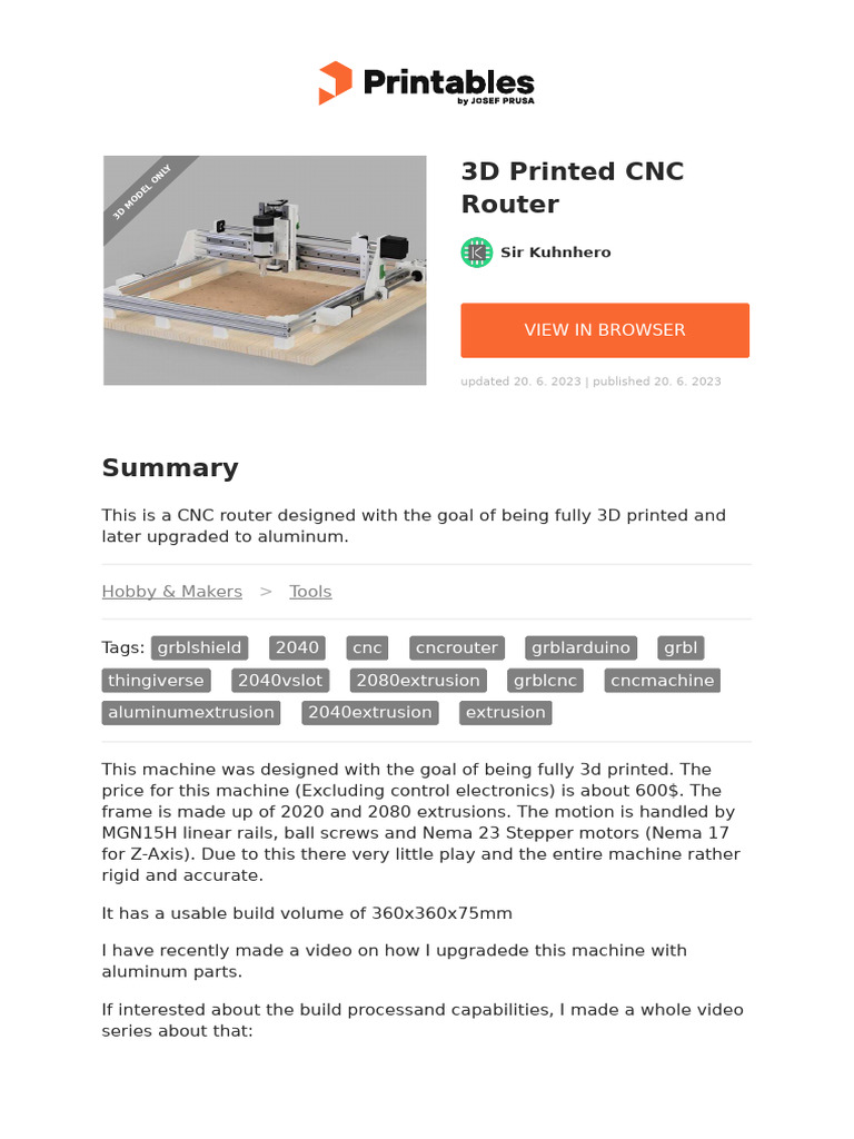 3d Printed Cnc Router Pdf Numerical Control Secondary Sector Of