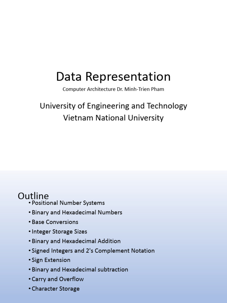 02 DataRepresentation | PDF | Integer (Computer Science) | Ascii