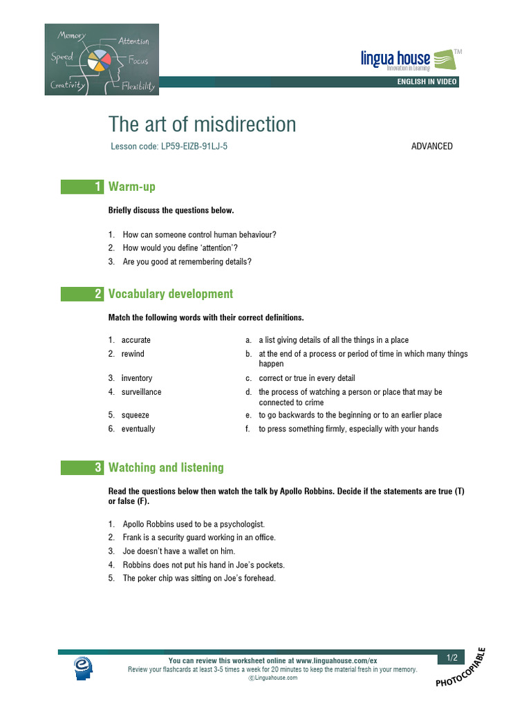 Misdirection | PDF | Attention | Perception
