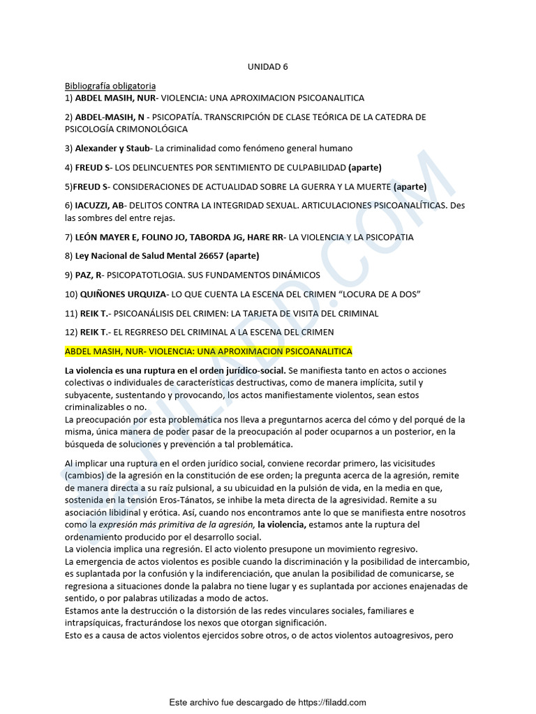 Violencia y Psicoanálisis: Enfoque Crítico | PDF | Neurosis | Psicoanálisis