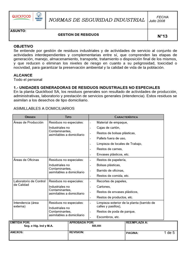 Norma 13 - Gestion de Residuos | PDF | Residuos | Gestión de residuos
