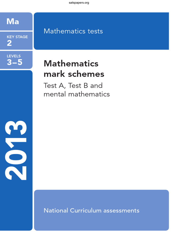 KS2 2013 Maths Mark Scheme | PDF | Mathematics