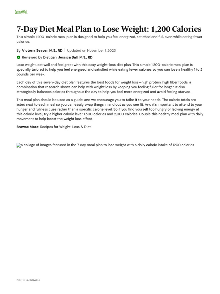 Article 17375 7 Day Diet Meal Plan To Lose Weight 1200 Calories Print ...