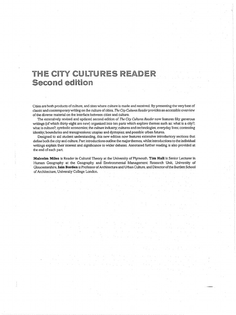 Iain Borden, Tim Hall, Malcolm Miles - The City Cultures Reader ...
