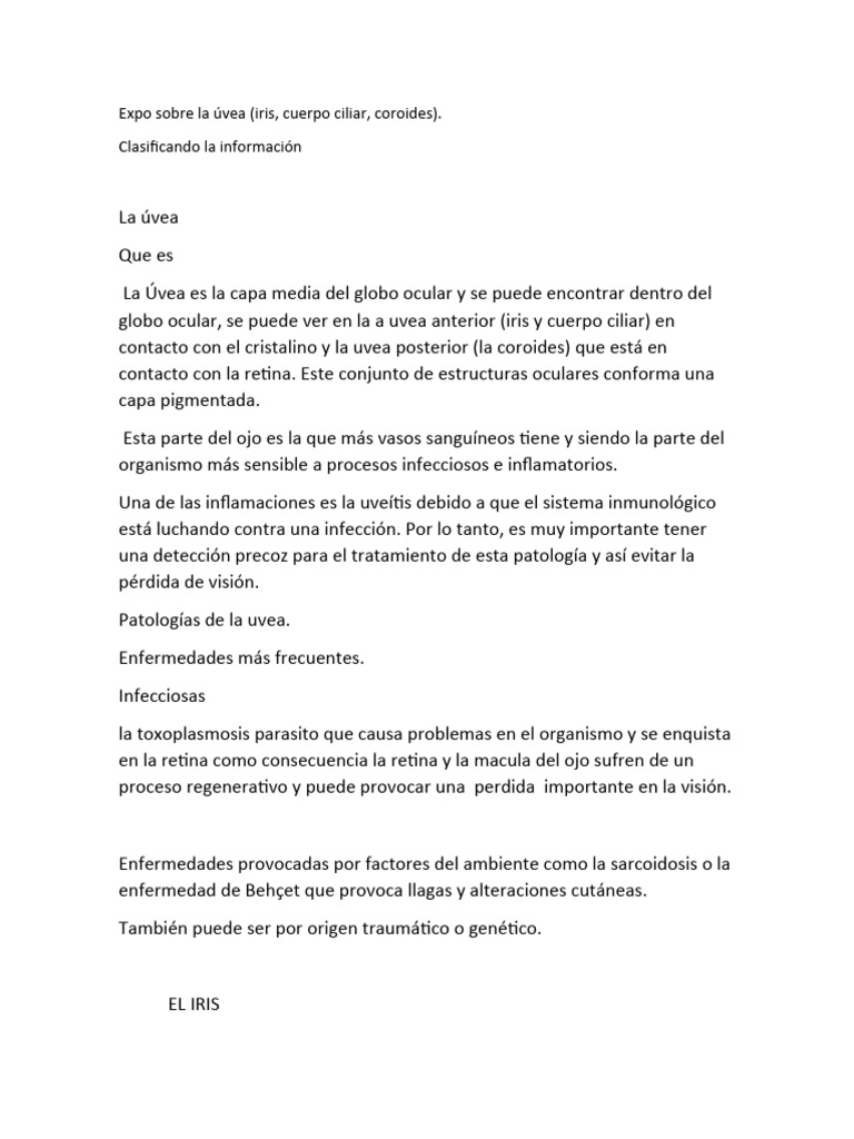 Patologías y Funciones de la Úvea | PDF | Ojo humano | Color de los ojos