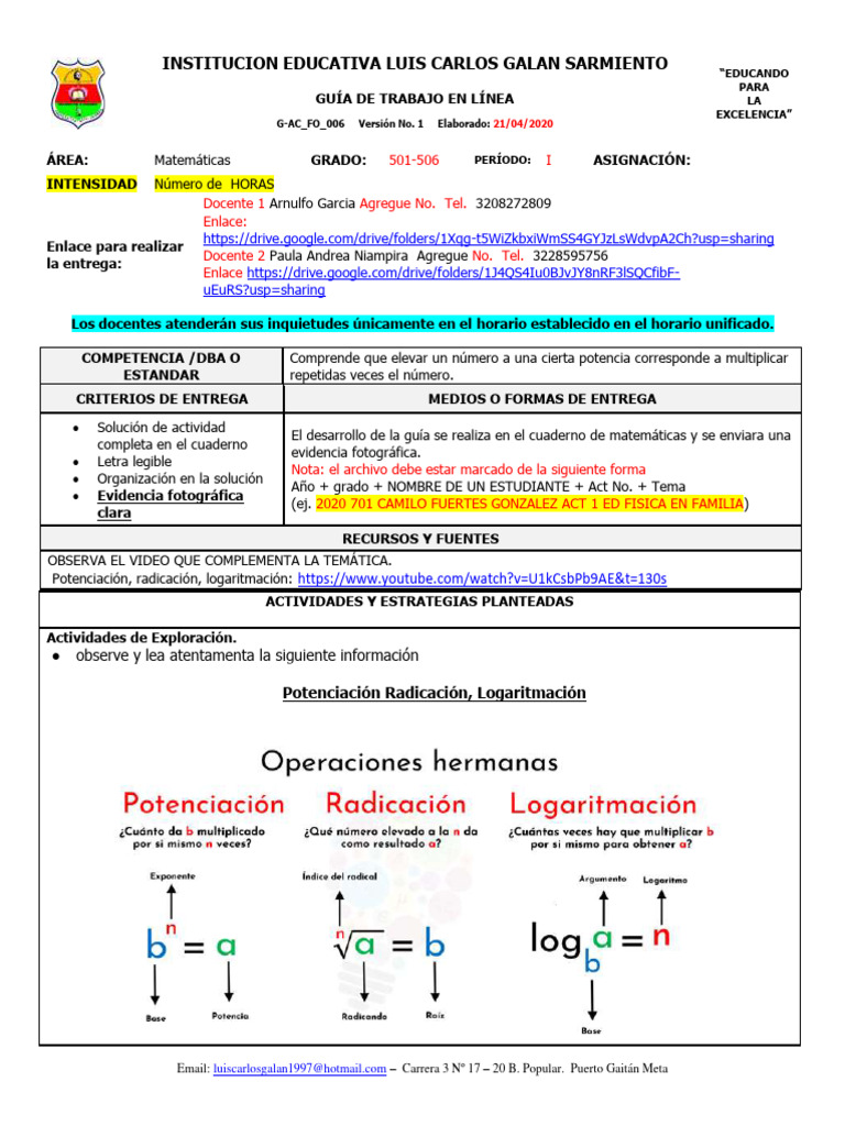 2020 501 Mat Act 3 Pot, Rad, Log | PDF