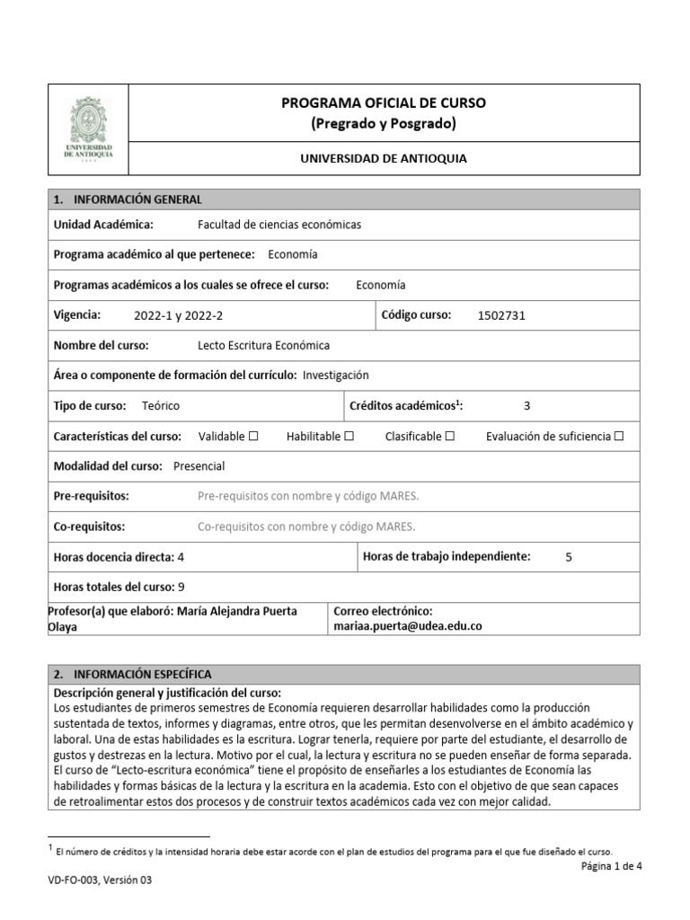 Lectoescritura Económica+-+firmado | PDF | Plan de estudios ...