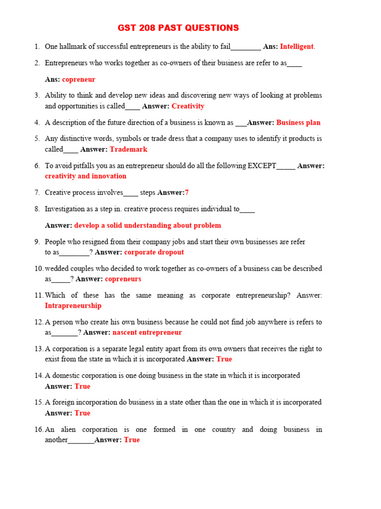 GST 208 PQ | PDF | Partnership | Corporations