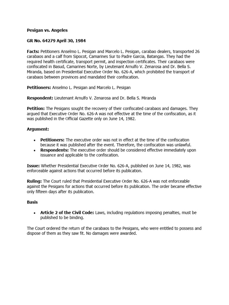 PFR Case Digest | PDF | Executive Order | Justice