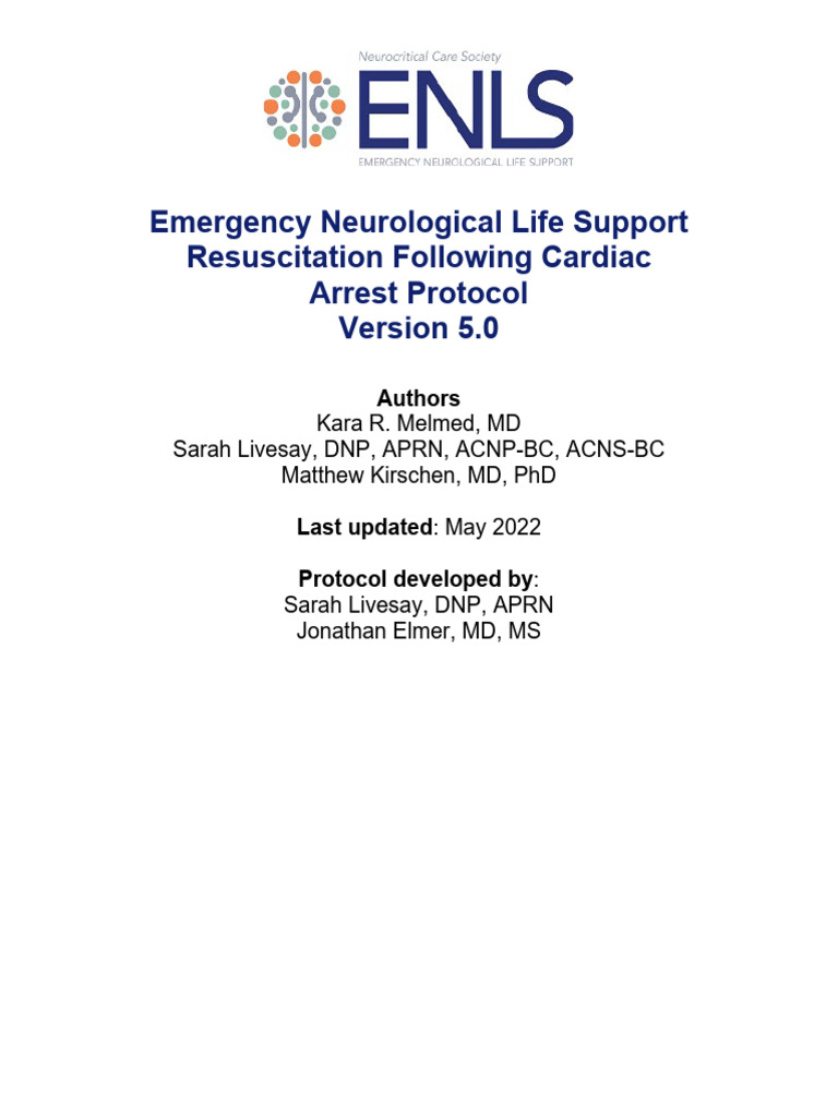 ENLS 5.0 Protocol - RCA | PDF | Cardiopulmonary Resuscitation | Cardiac ...