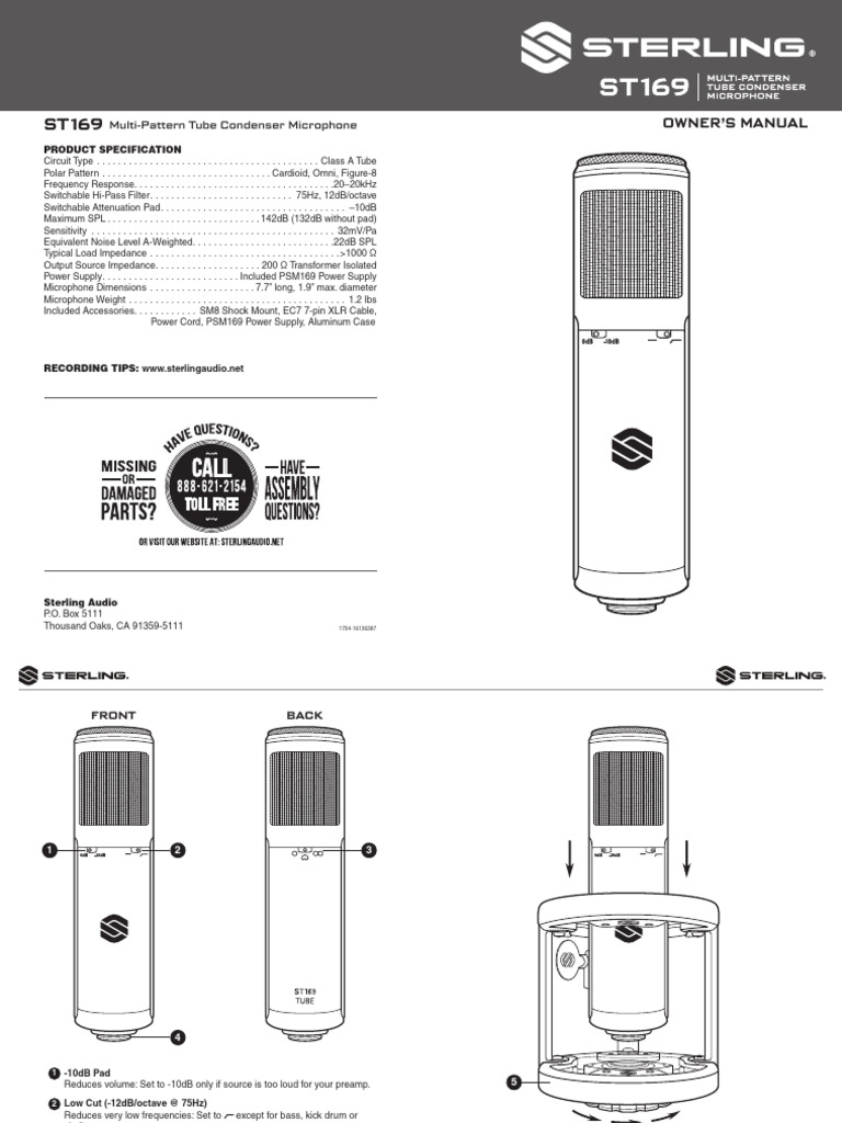 Sterling ST169 Owners Manual | PDF | Microphone | Electricity