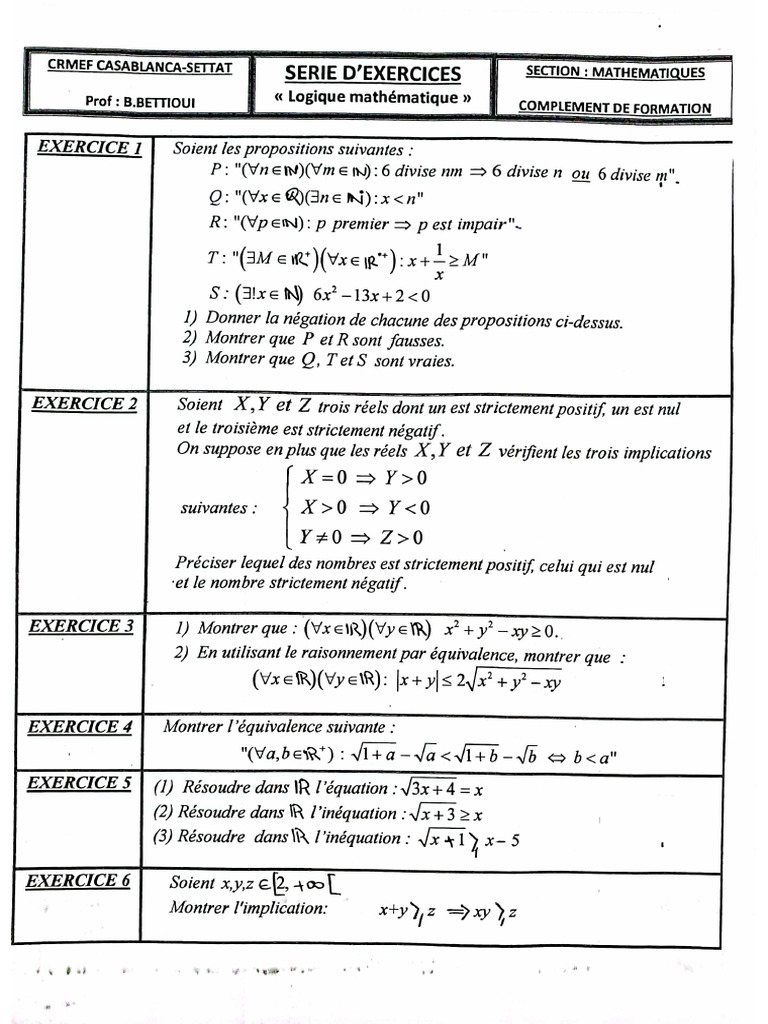 Série D'exercice de Logique | PDF