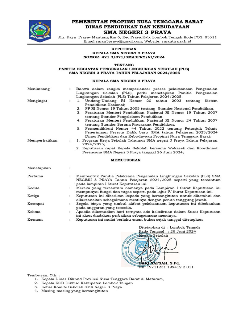 SK Panitia PLS 2024 | PDF