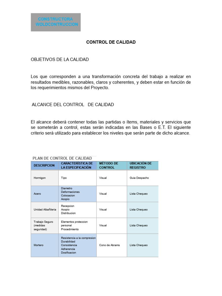Control de Calidad | PDF