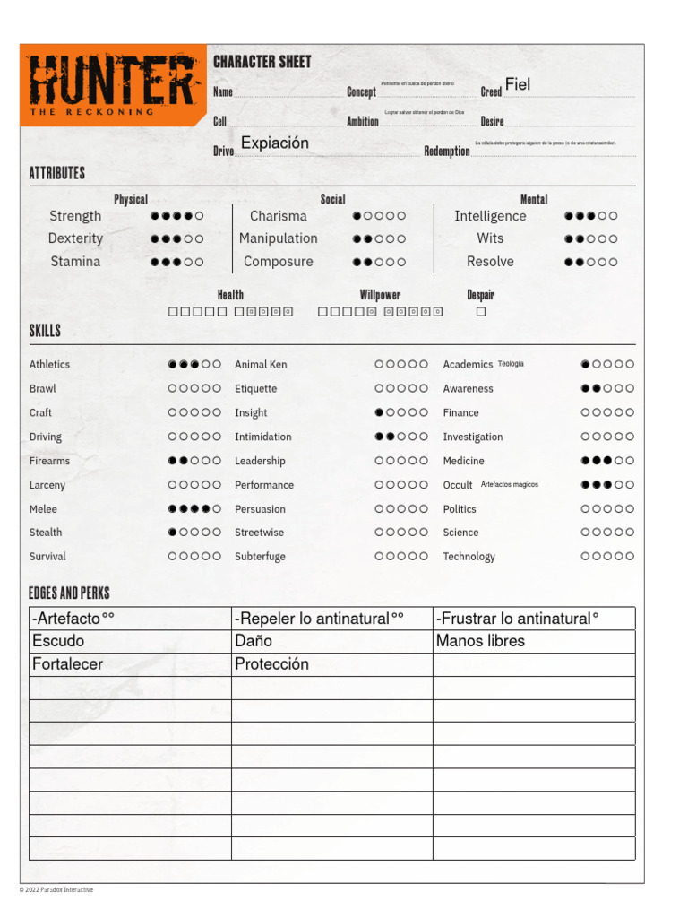 WoD Ficha Hunter Francisco | PDF