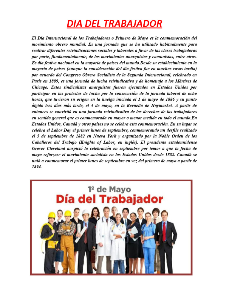 Historia del Día del Trabajador | PDF