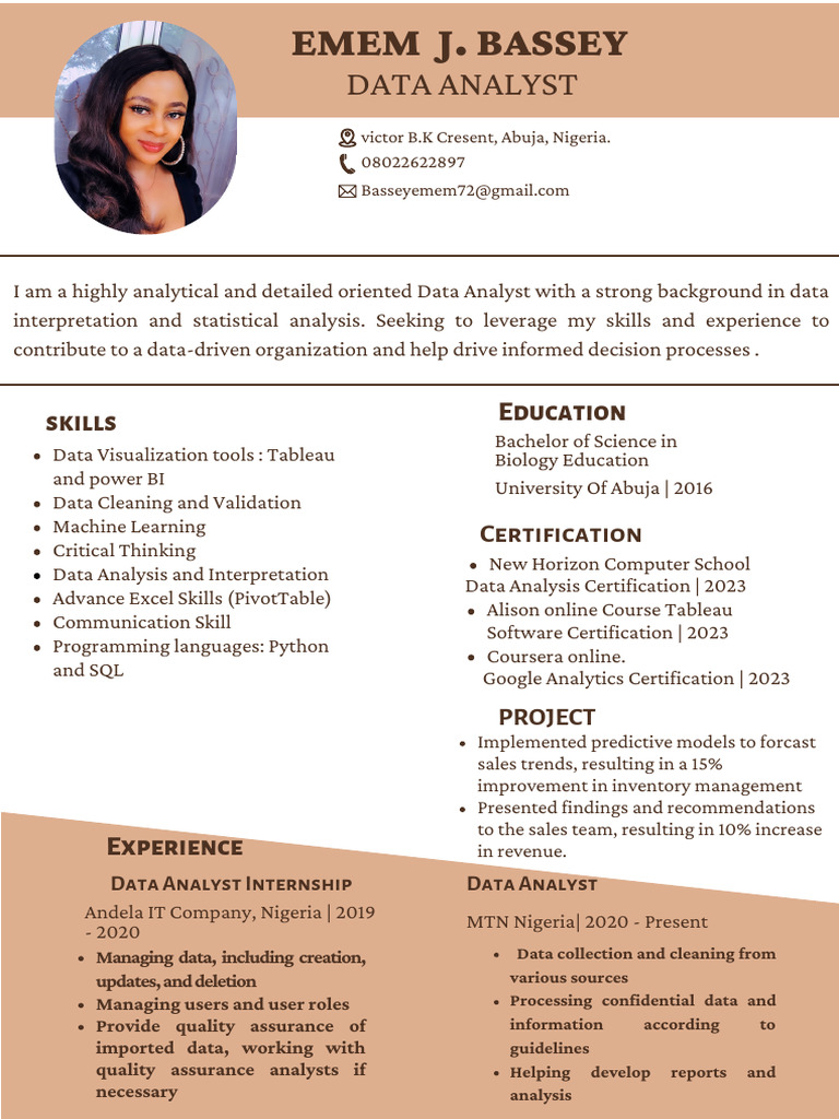 Emem Bassey Data Analyst Resume (3) HJ | PDF | Data Analysis | Data