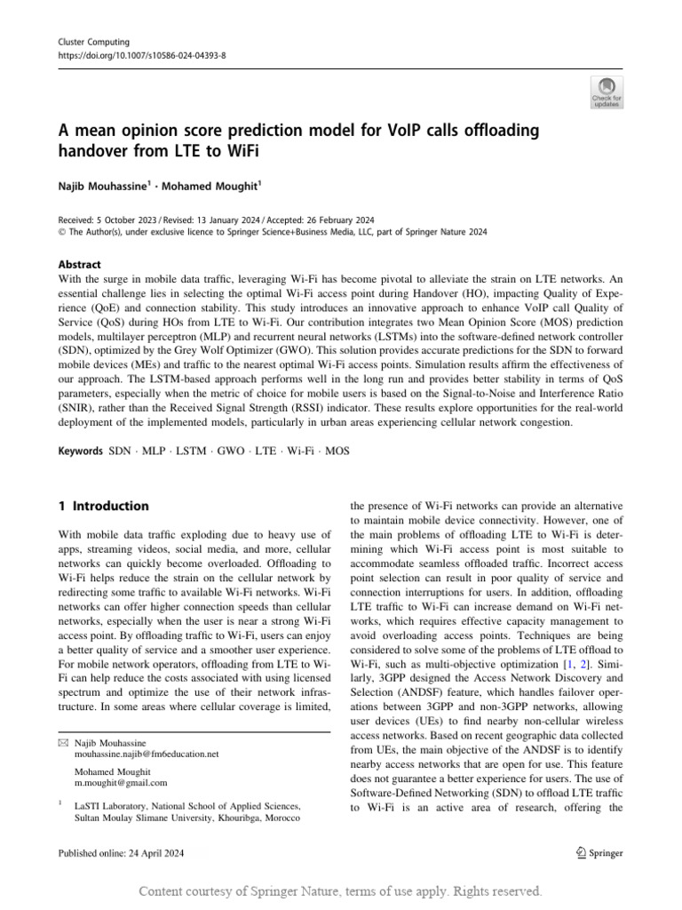 A Mean Opinion Score Prediction Model For VoIP Cal | PDF | Artificial ...