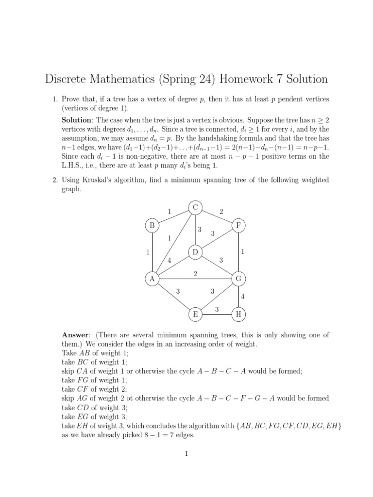 2024S Discrete Maths HW 7 Solution | PDF | Vertex (Graph Theory) | Combinatorics
