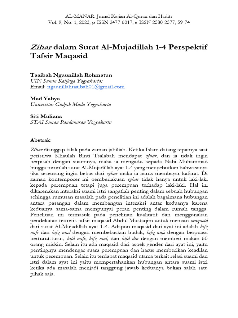 Zihar dan Kesetaraan Gender | PDF | Agama & Spiritualitas