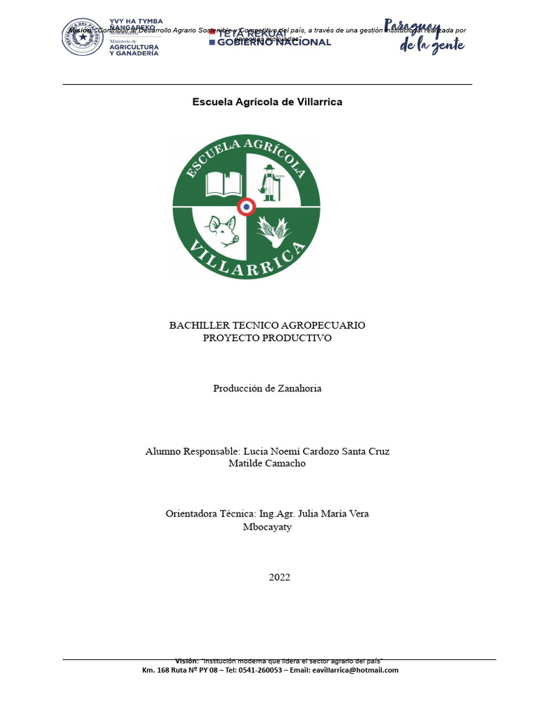 Proyecto Productivo. Lucia Cardozo | PDF | Agricultura | Siembra