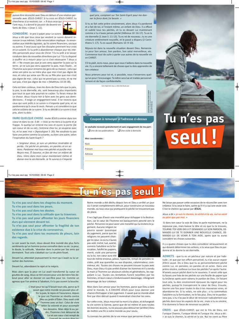 Tu n'es pas seul dans ta foi | PDF | Dieu | Jésus