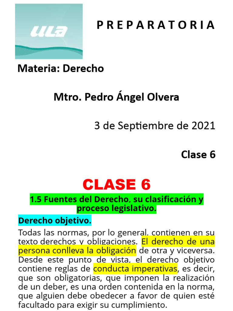 2021 CLASE 6 DERECHO | PDF | La Ley natural | Derechos